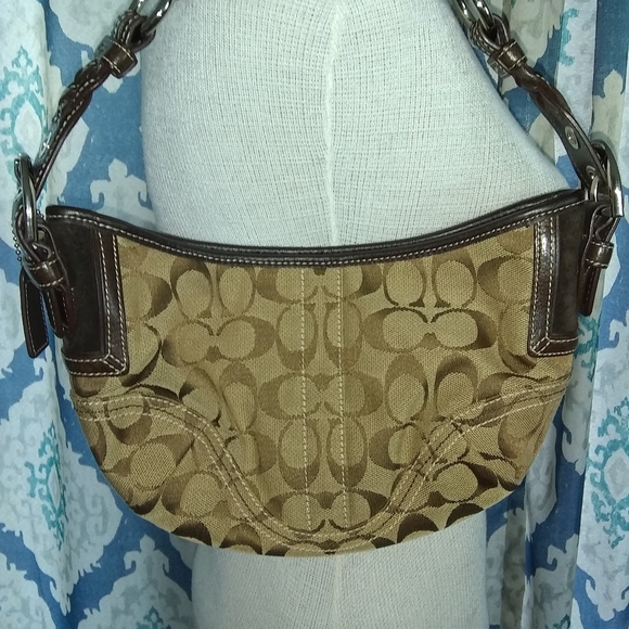 Coach | Bags | Coach Tan And Brown Signature Bag With Brown Leather ...